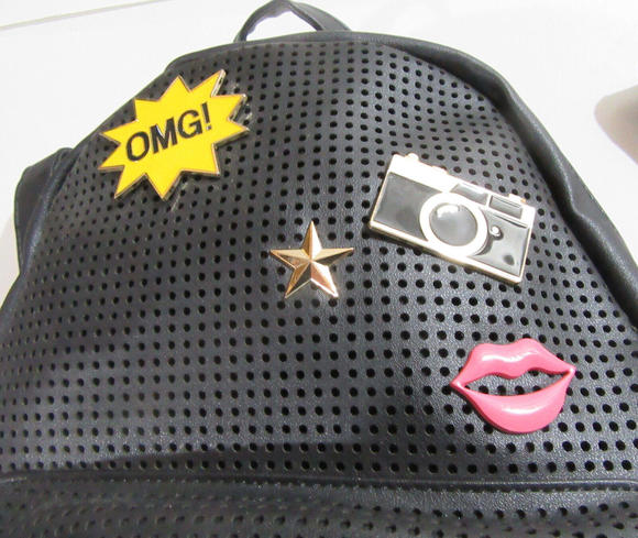 Bags | Imoshion Vegan Leather Backpack Emoji Symbols Black Omg | Poshmark